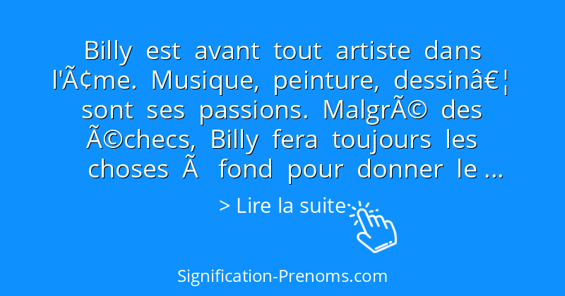 Signification du prénom Billy | Signification-Prenoms.com