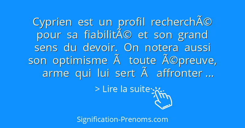 Signification du prénom Cyprien | Signification-Prenoms.com
