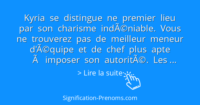 Signification du prénom Kyria | Signification-Prenoms.com