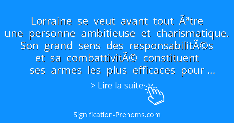 Signification du prénom Lorraine | Signification-Prenoms.com