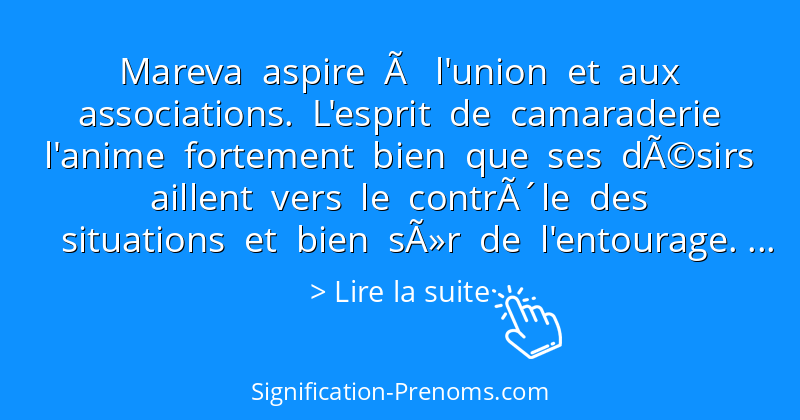 Signification du prénom Mareva | Signification-Prenoms.com