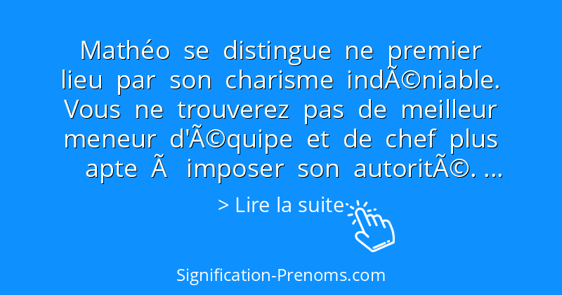 Signification du prénom Mathéo | Signification-Prenoms.com