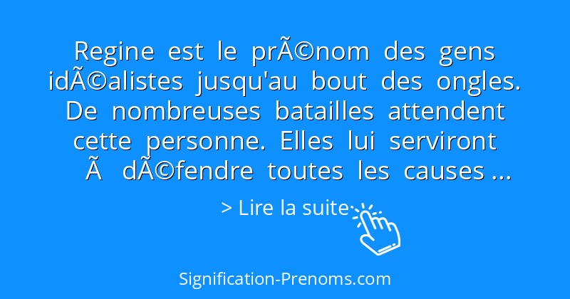 Signification du prénom Regine | Signification-Prenoms.com