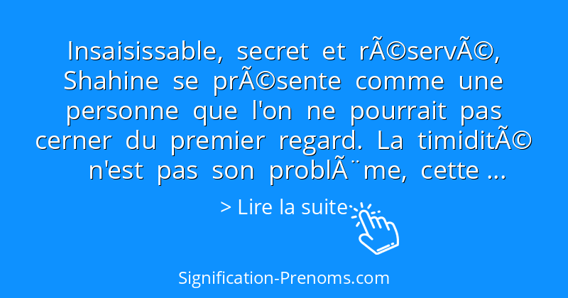 Signification du prénom Shahine | Signification-Prenoms.com