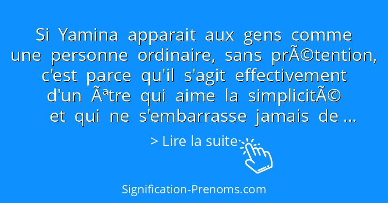 Signification du prénom Yamina | Signification-Prenoms.com